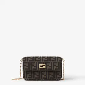 Fendi Tube Wallet On Chain Ff Zucca Jacquard And Leather Compact Wallet